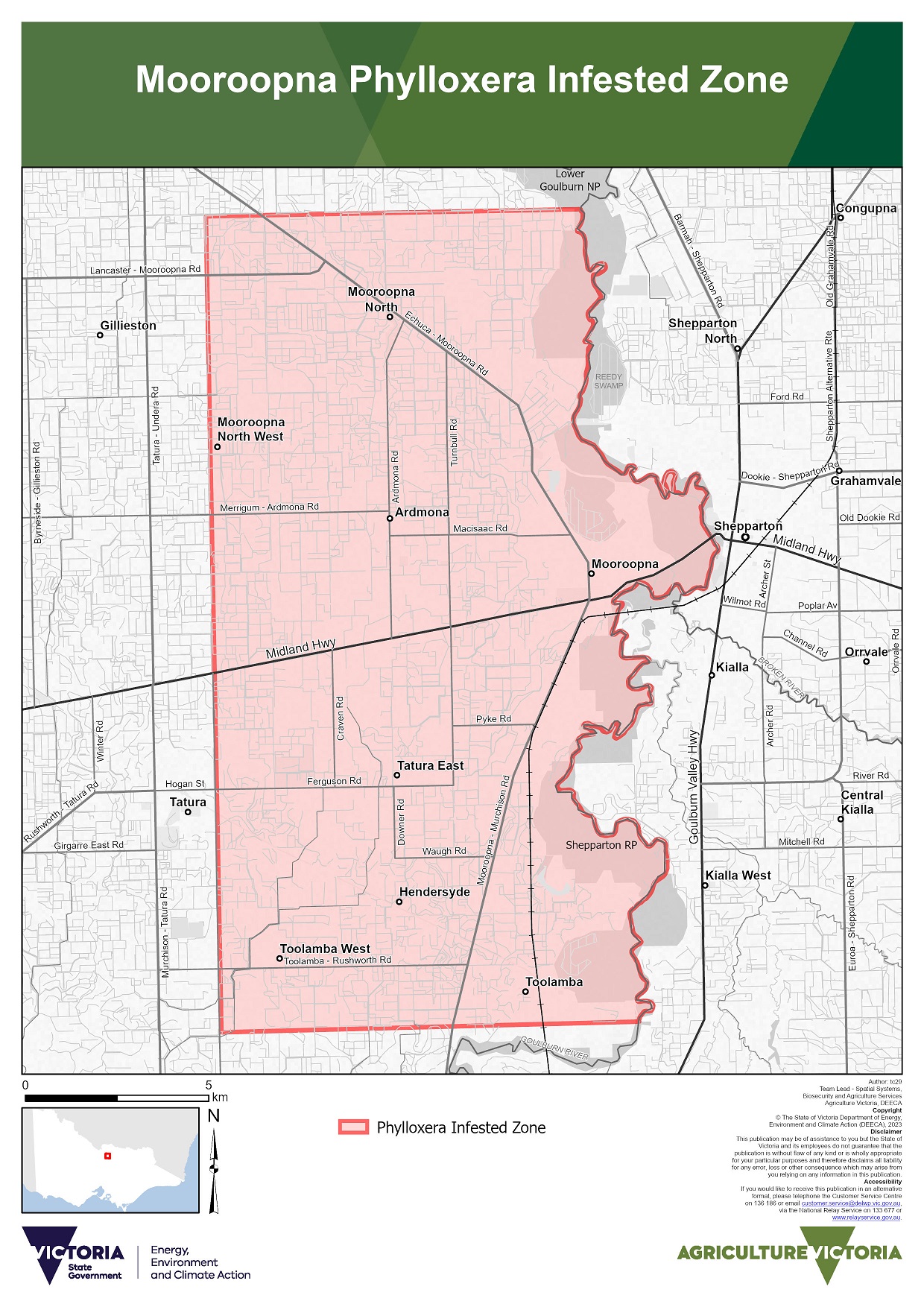 Map: Mooroopna Phylloxera Infested Zone | Phylloxera management zones ...